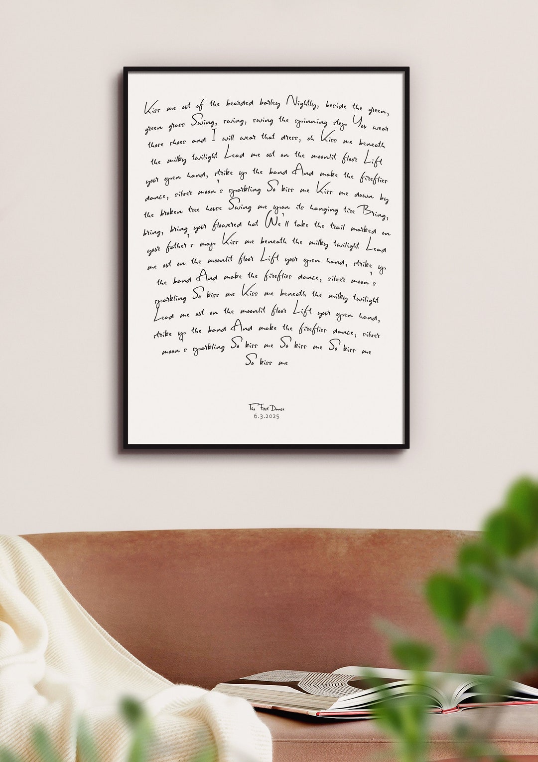 Handwritten Song Lyrics Personalized Poster | Wall Art | Song | Couples ...