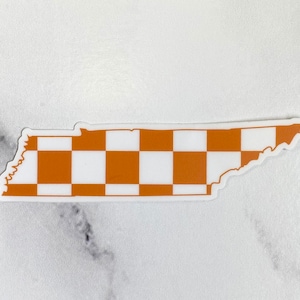 Checkerboard Tennessee State Sticker | UT Vols Sticker | Orange and ...