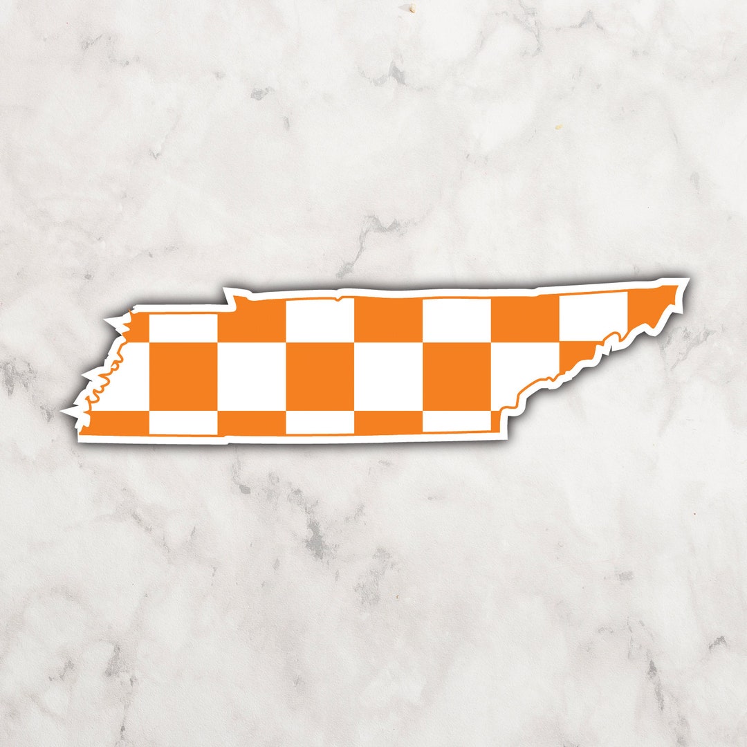 Checkerboard Tennessee State Sticker | UT Vols Sticker | Orange and ...