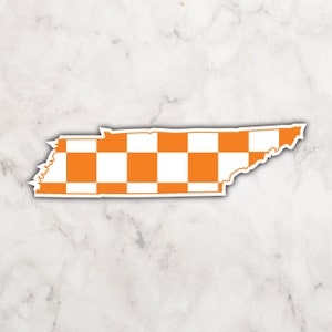 Checkerboard Tennessee State Sticker UT Vols Sticker Orange and White ...