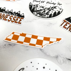 Checkerboard Tennessee State Sticker | UT Vols Sticker | Orange and ...