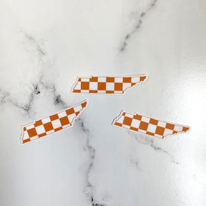 Checkerboard Tennessee State Sticker | UT Vols Sticker | Orange and ...