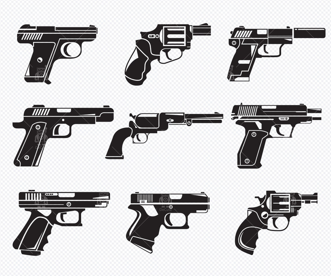 Gun/ Handgun/ Pistol/ Pistol Svg/ Revolver Vector/ Revolver Icons ...