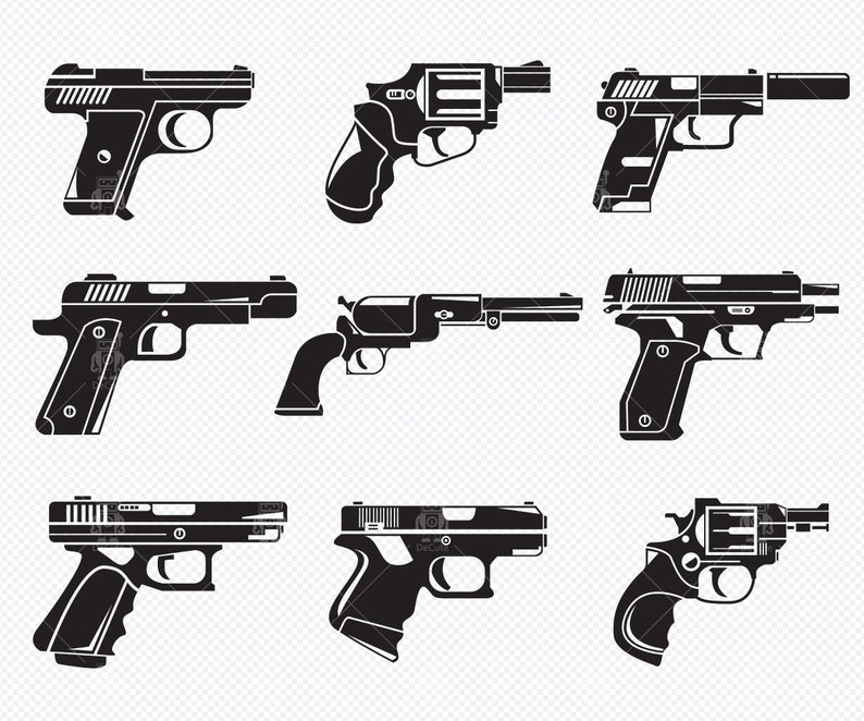 Gun/ Handgun/ Pistol/ Pistol Svg/ Revolver Vector/ Revolver Icons ...