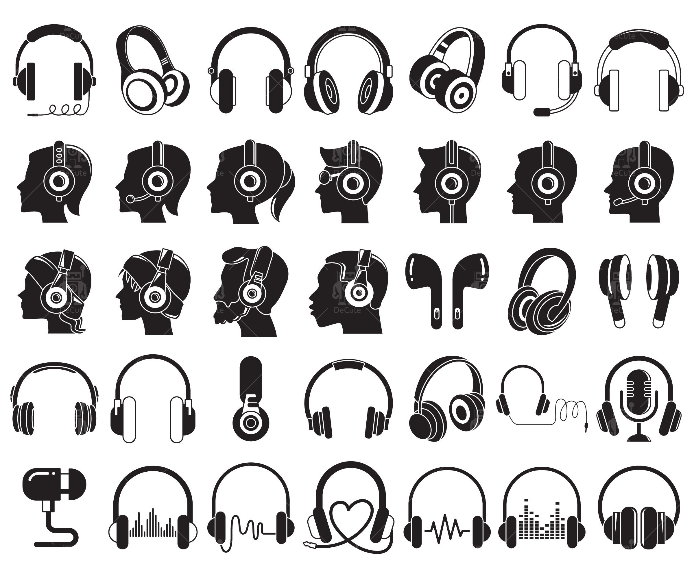 Headphone Svg/ Headphone Icons/ Earphone/ Listening Music/ Call Service ...