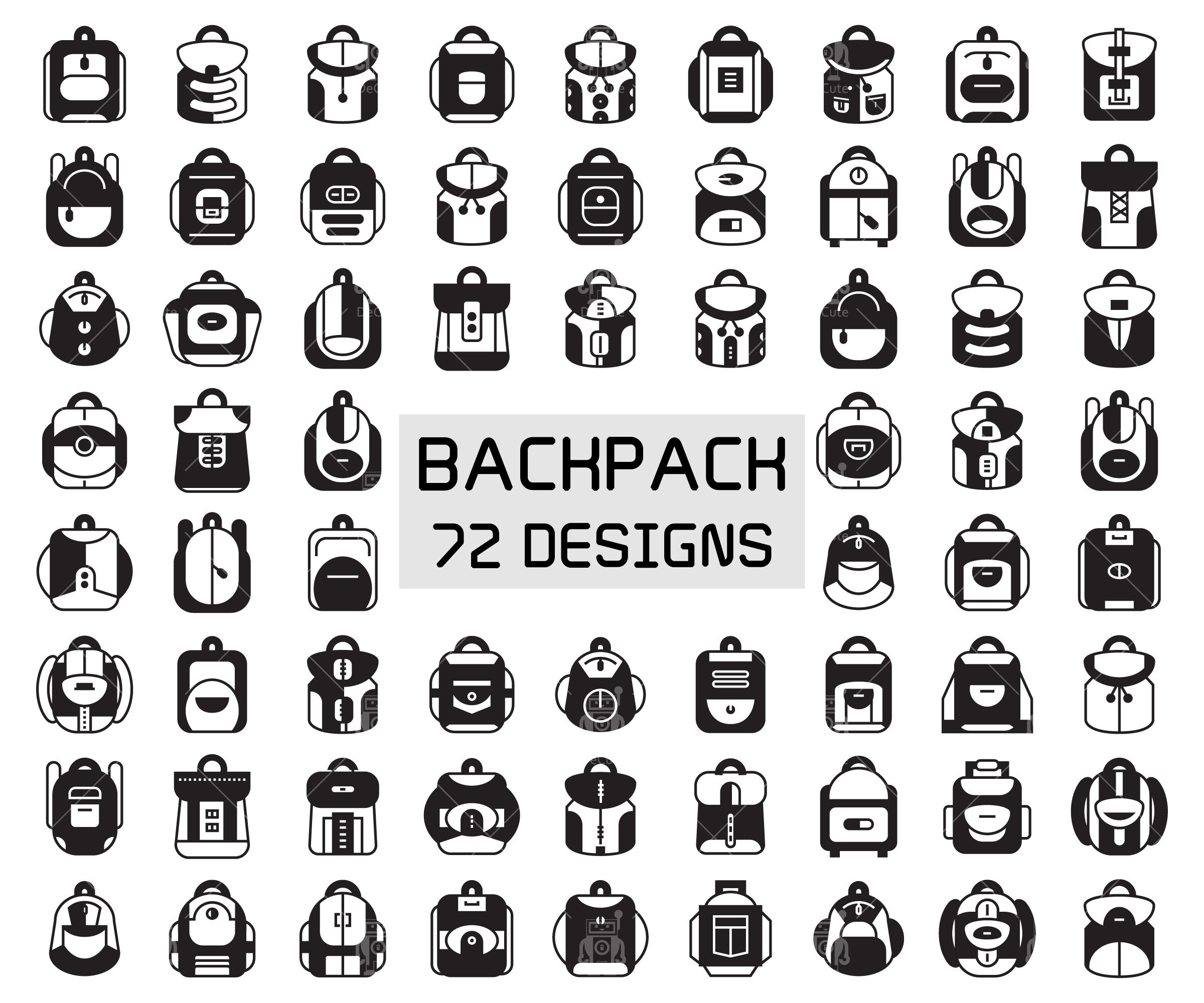 Backpack Svg, Backpack Icons Bundle Svg, Schoolbag Backpack, Baggage ...