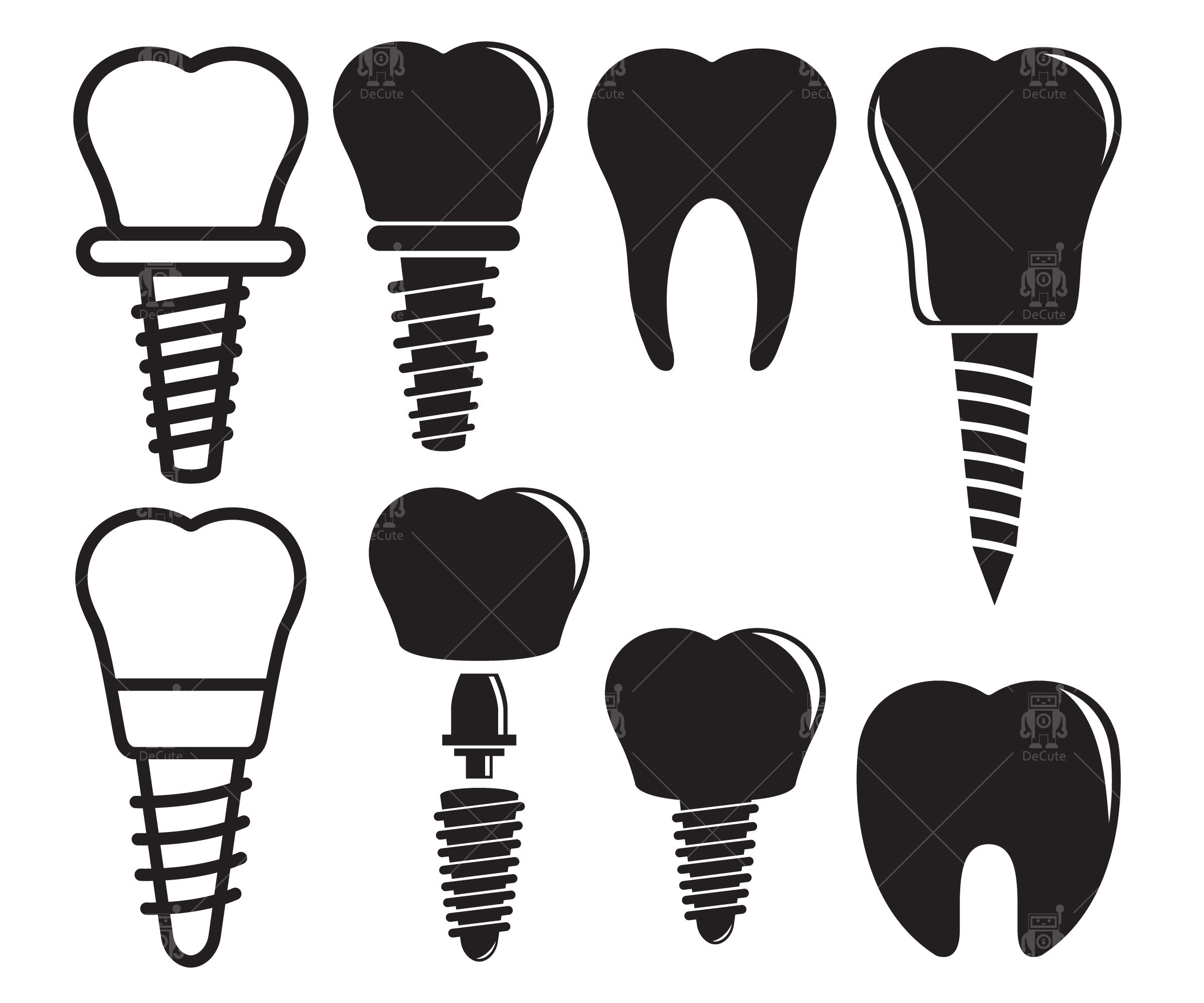 Dental Implant, Tooth Icons, Tooth Svg, Crown, Dental Implant Structure ...
