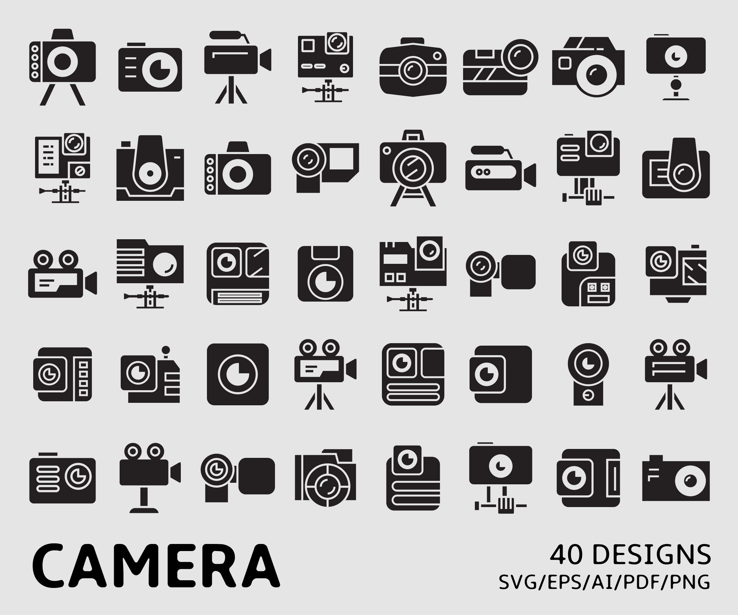 Digital camera icons svg action camera svg video camera | Etsy