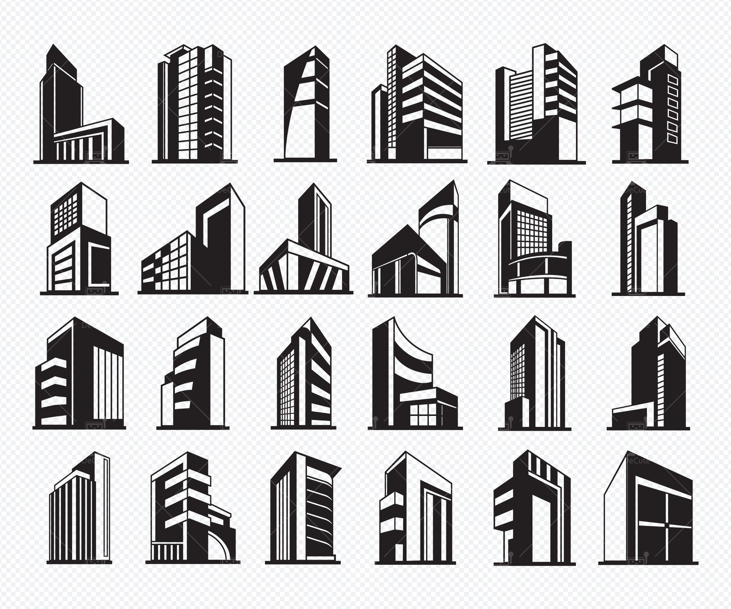 Office Building, Tower Icons, Downtown Area Building Isometric Svg ...