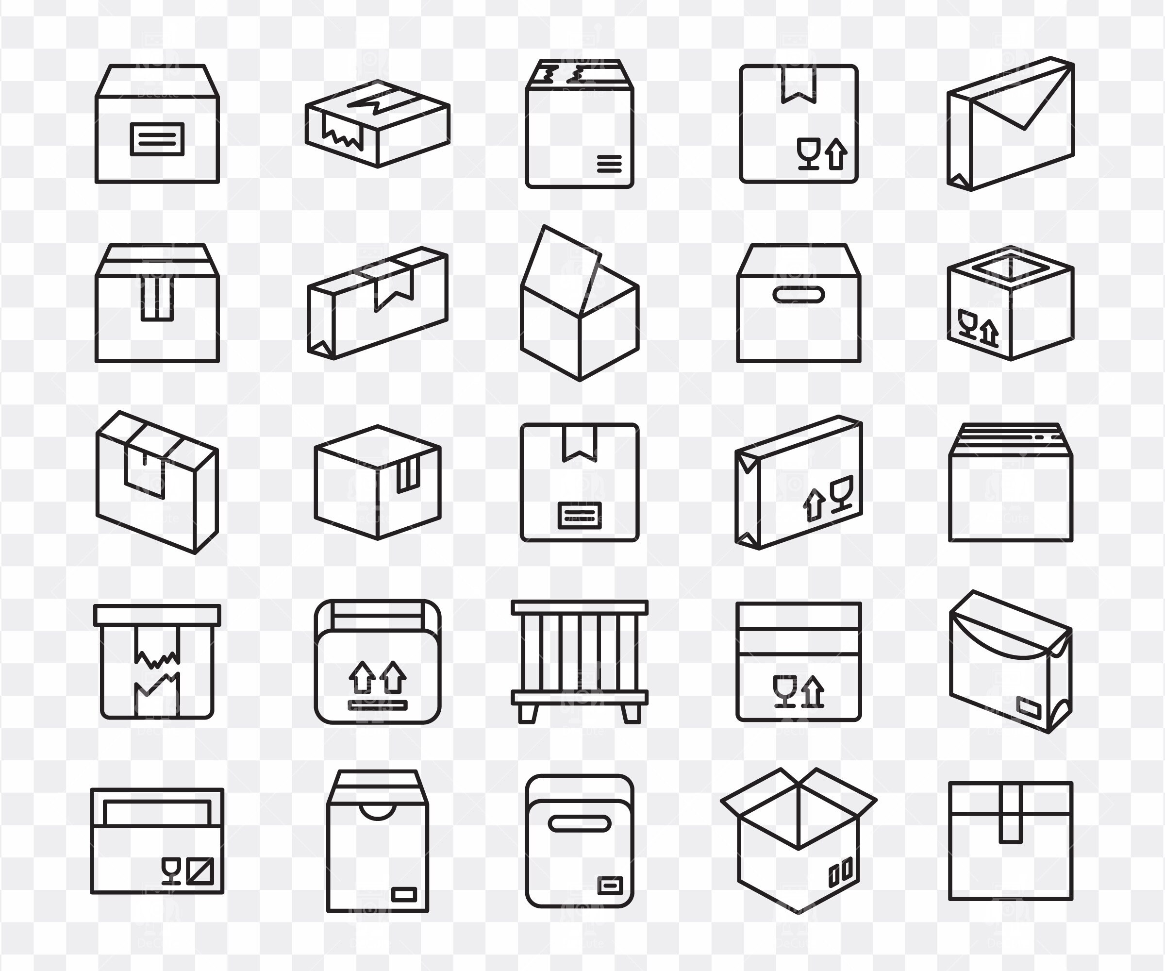 Box Icons Svg, Carton Box Icons, Packaging Design Box, Crate Icons ...