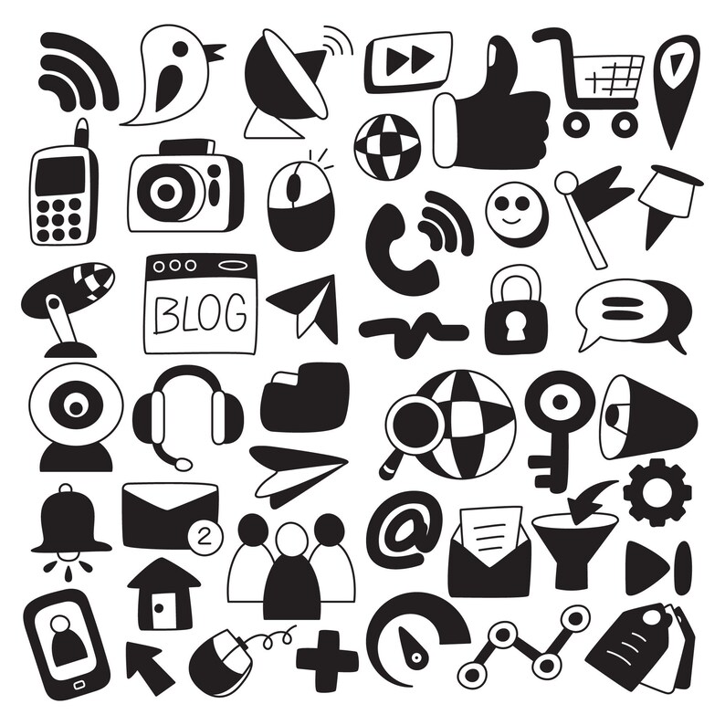 Social Media, Social Network, Network Blog and Communication Doodle ...