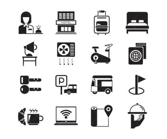 Hotel Service Icons Room Service Svg Accommodation Icons | Etsy