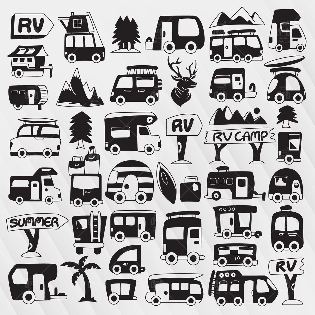 RV, Camper Car, RV Svg, Recreational Vehicle, Motorhome, Camper Van ...