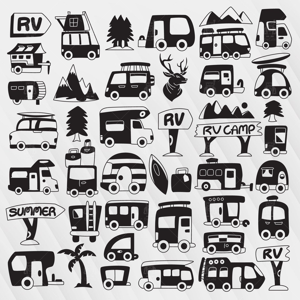 RV, Camper Car, RV Svg, Recreational Vehicle, Motorhome, Camper Van ...