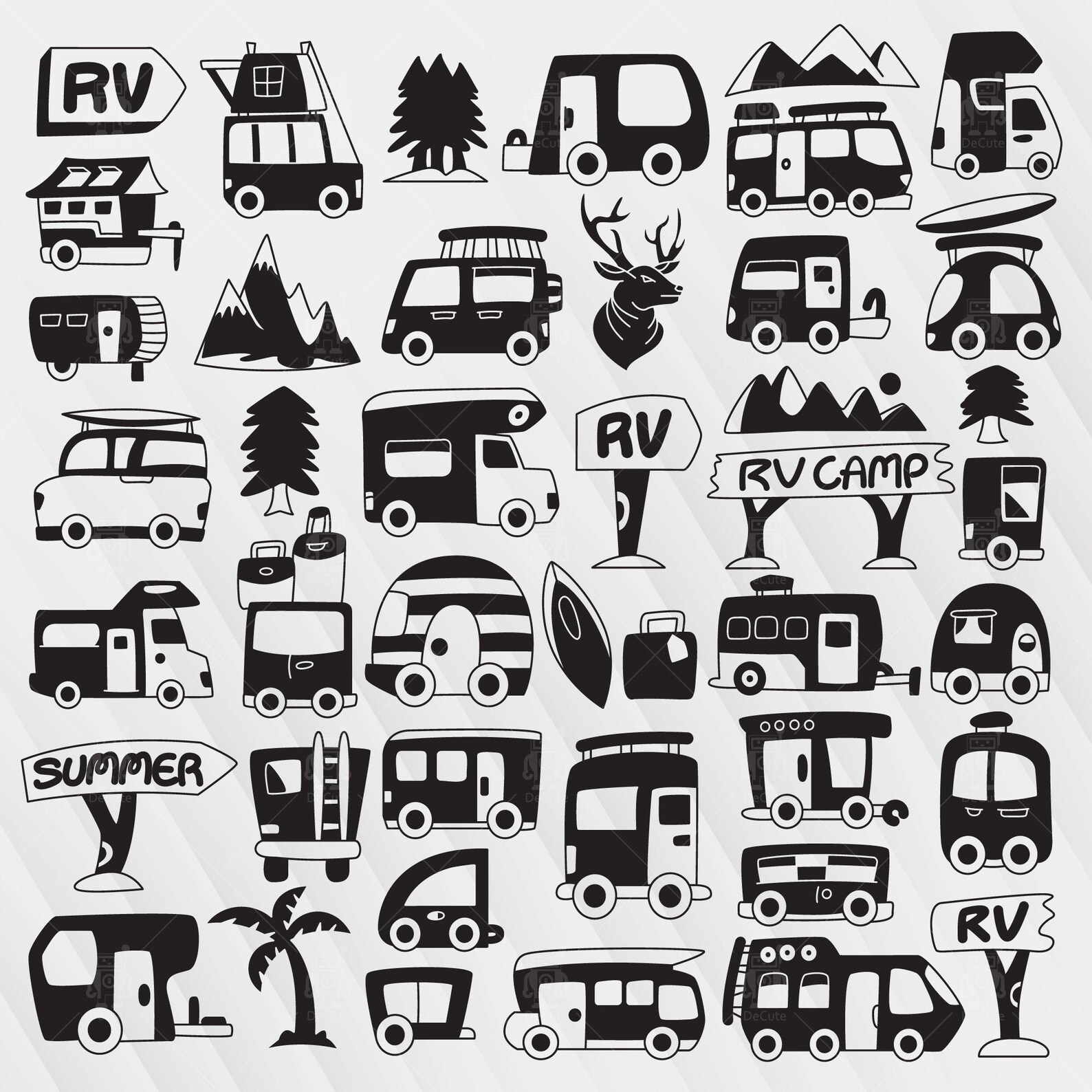 RV, Camper Car, RV Svg, Recreational Vehicle, Motorhome, Camper Van ...