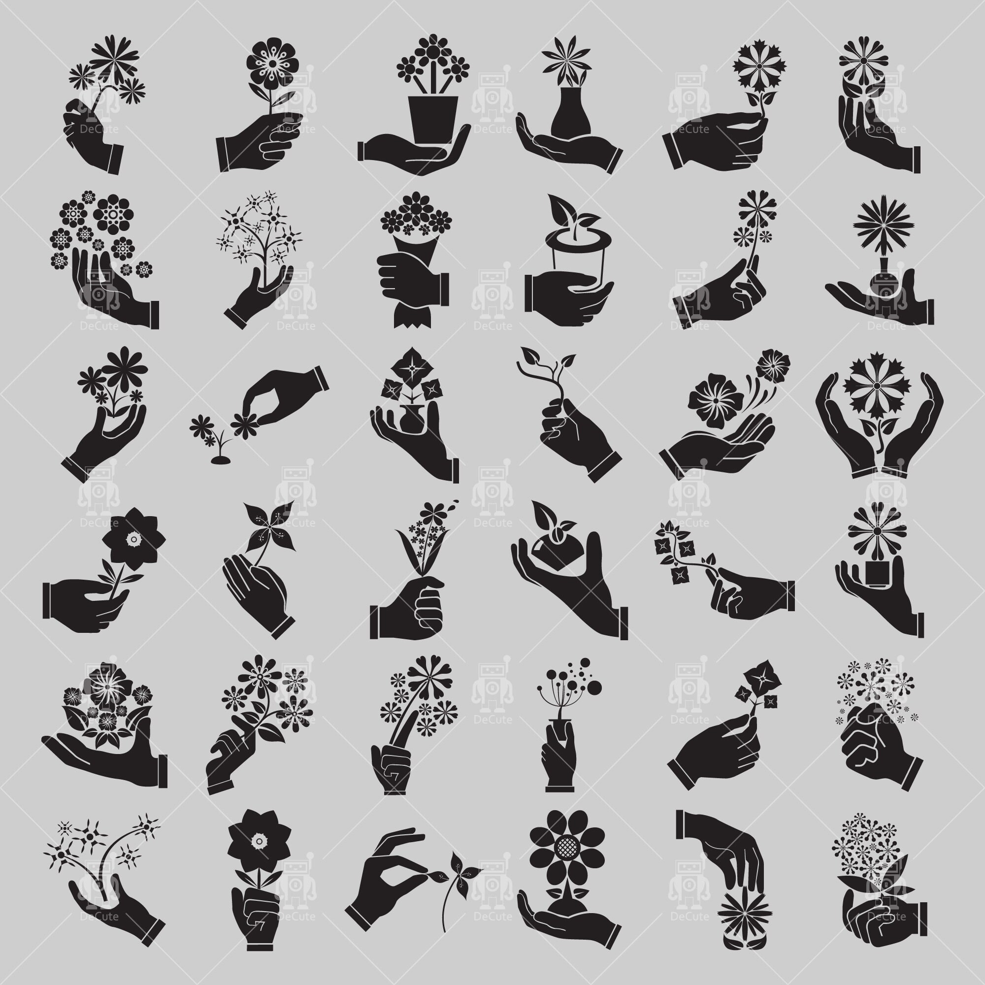 Flowers Flower SVG Hand Holding Bouquet of Daisy Flowers | Etsy