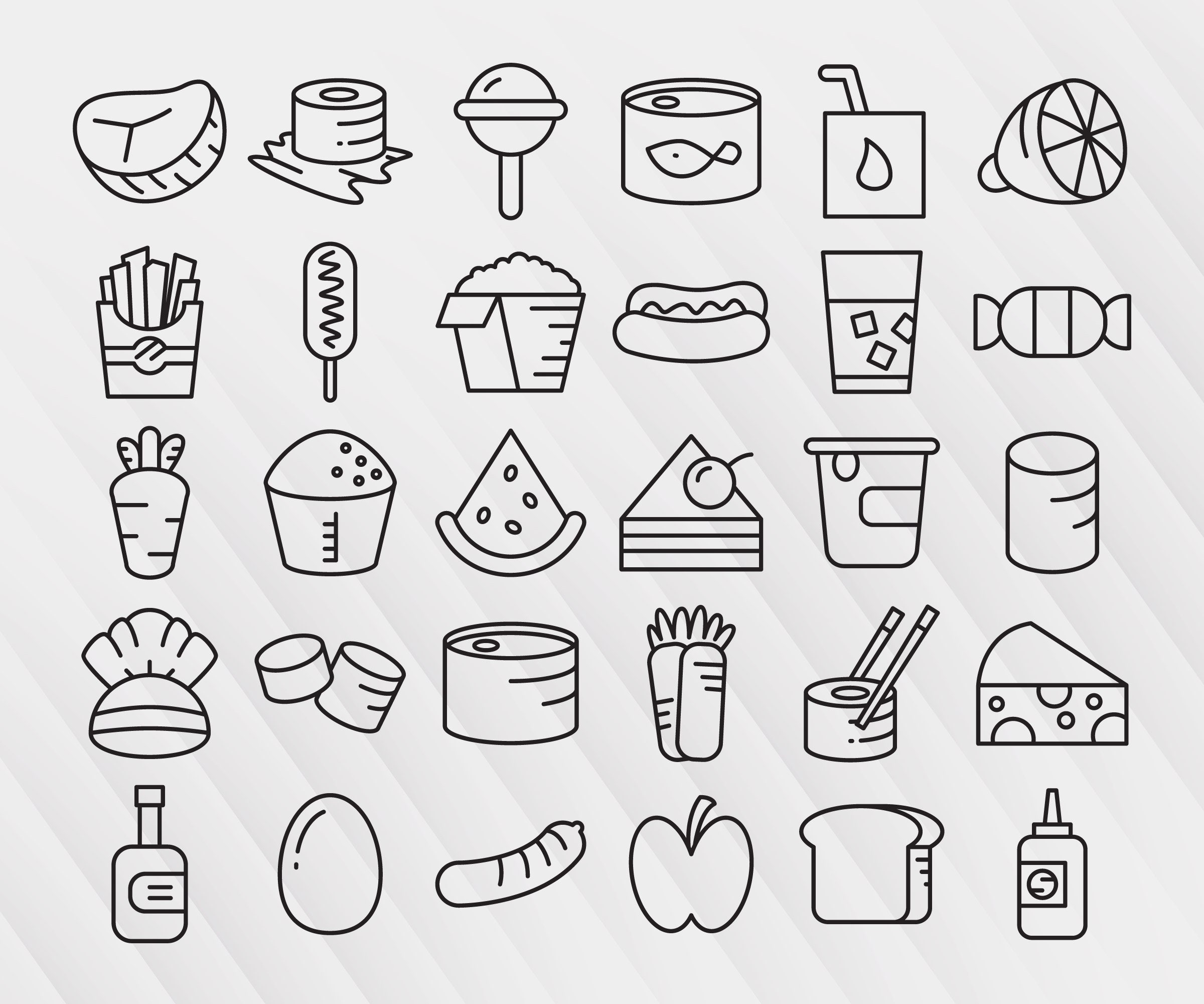 Food Icons Svg, Fast Food, Sushi, Restaurant Menu, Desserts, Cake ...