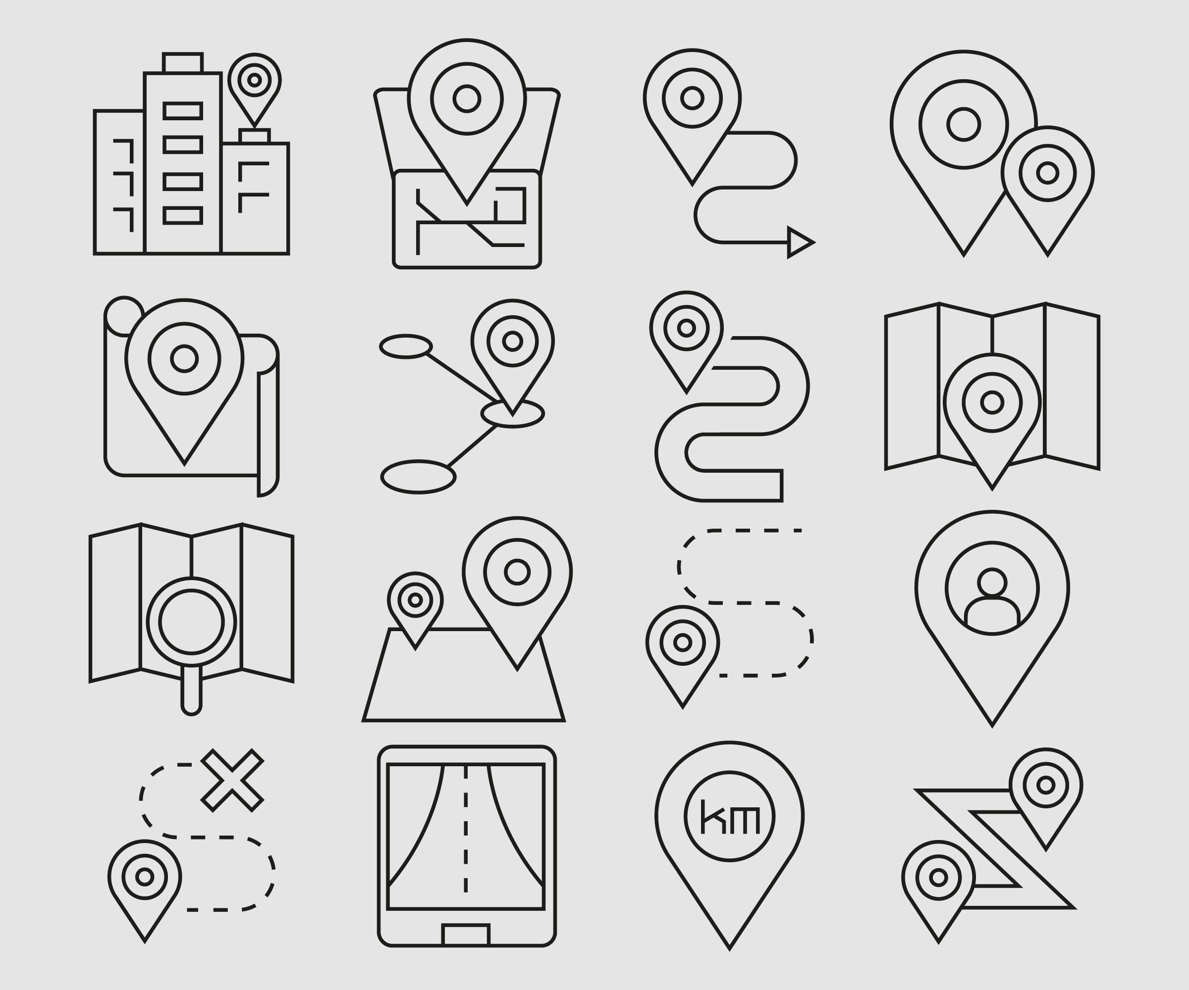 Map Navigation Line Icons, GPS Clip Art (digital File) - Etsy