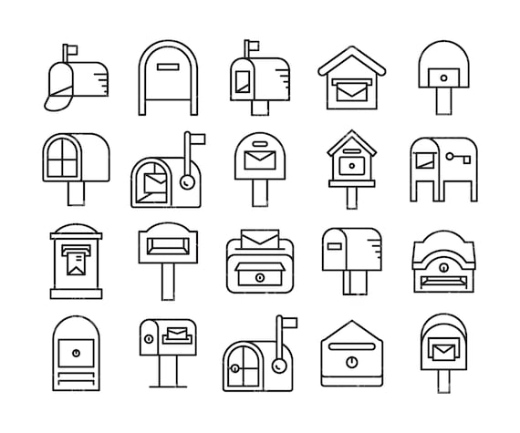 Mailbox icons svg letterbox svg postbox mail newsletter | Etsy