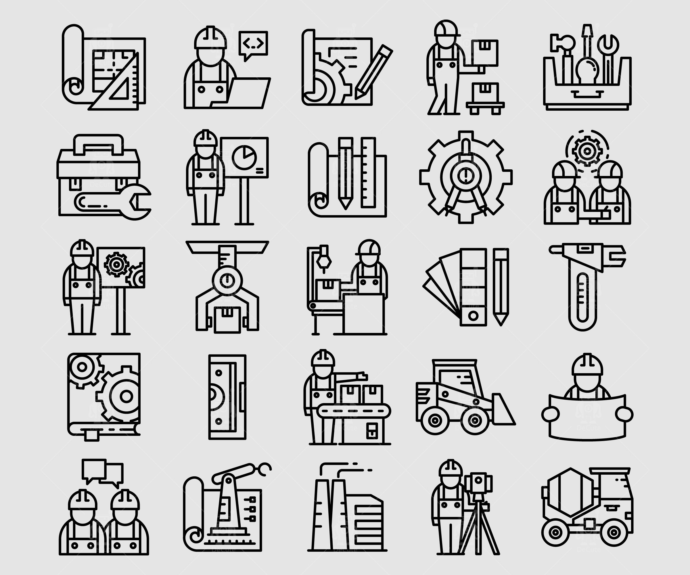 Engineering Icons Svg, Manufacturing Icons, Production Line Icons ...