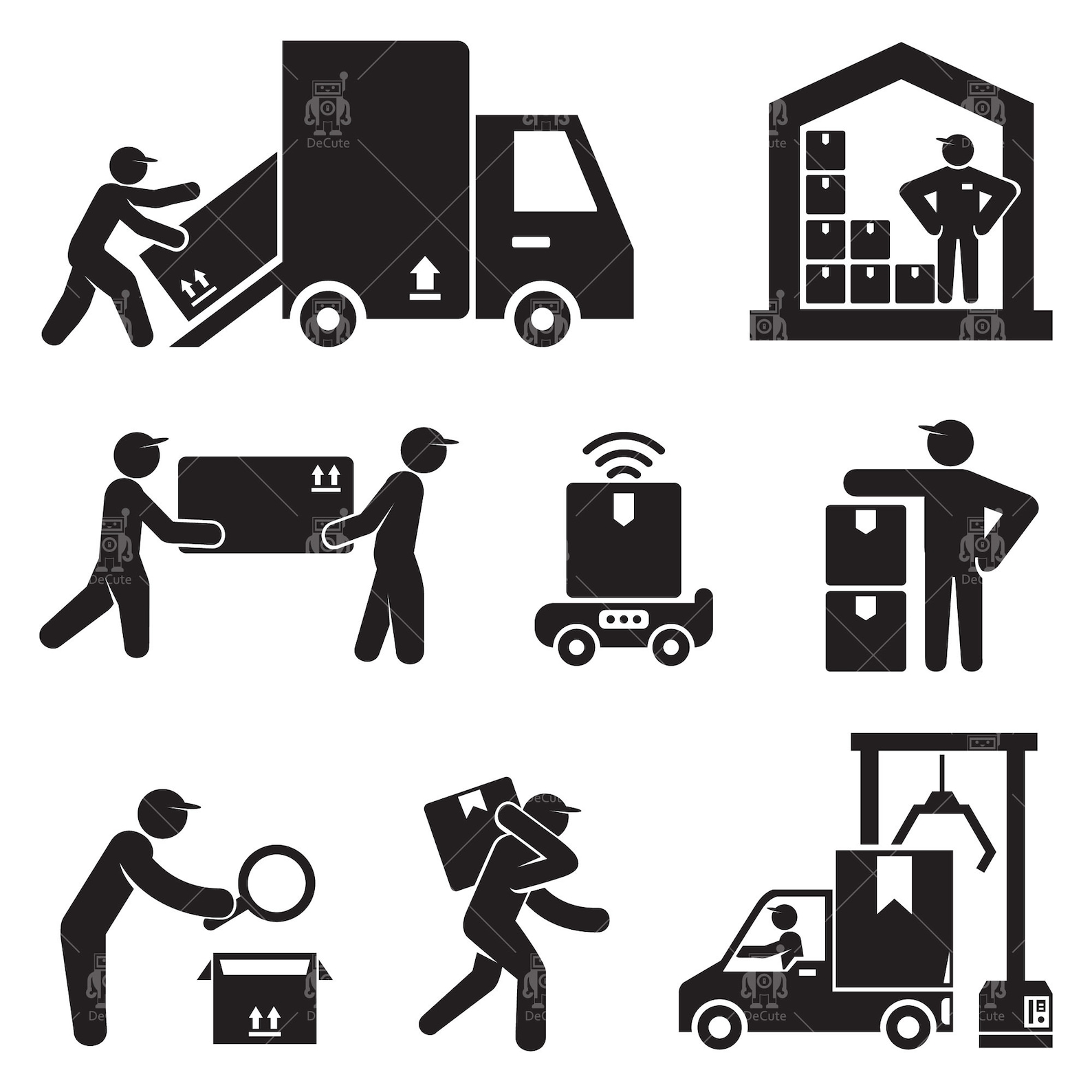 Delivery Service, Warehouse Management, Delivery Man Carry Box ...