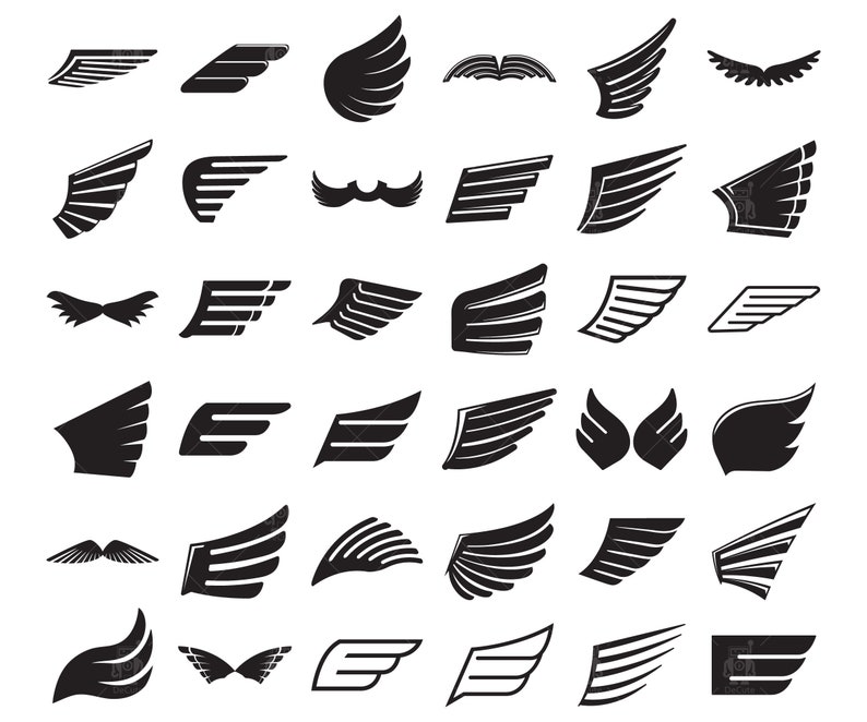 Wing Badge Svg, Wing Emblem, Angel or Bird Heraldic, Vintage Army ...