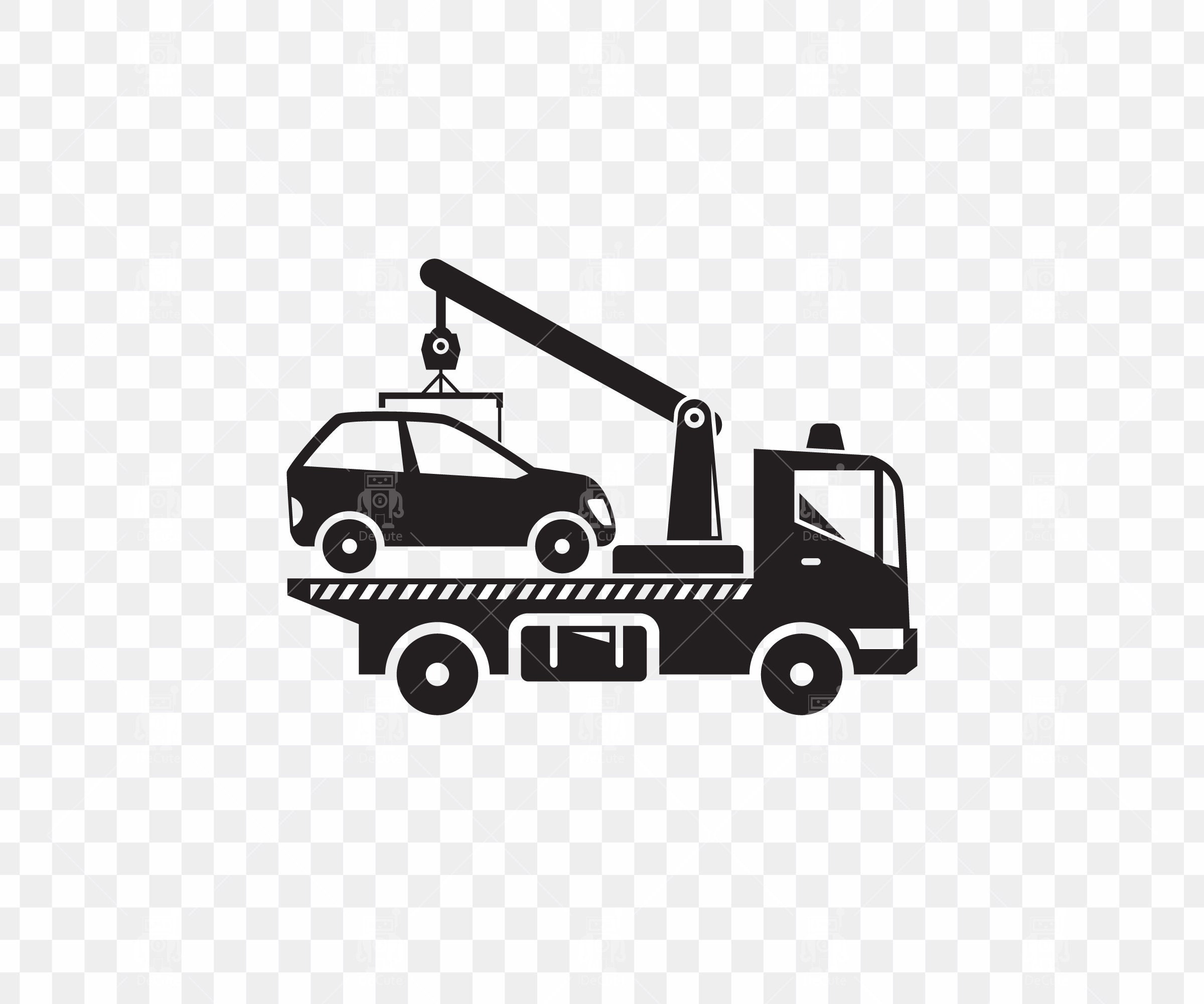 Tow Truck Svg, Tow Truck Service Icons, Crane Truck, Hoist, Car Tow ...