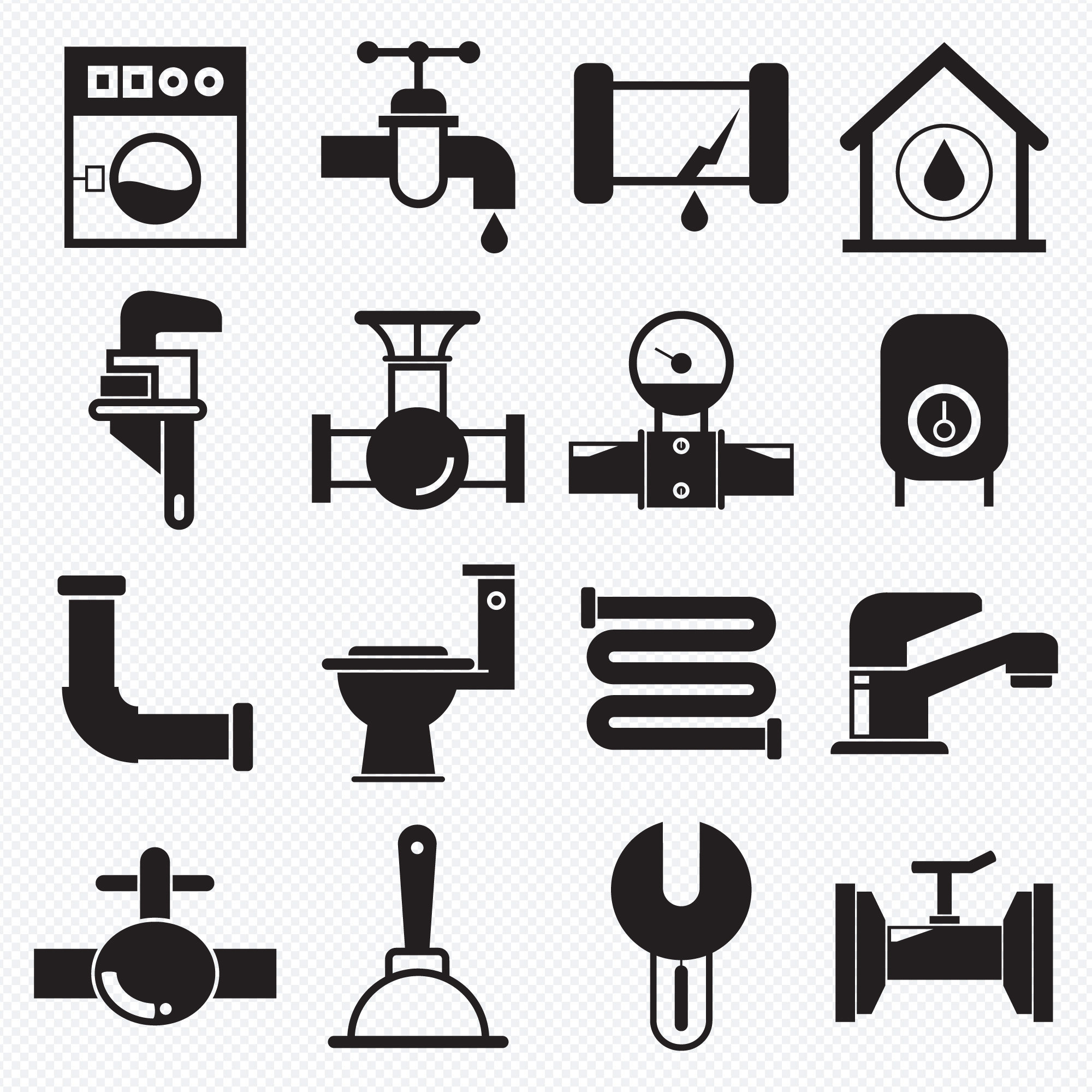 Plumbing Service Svg / Plumbing Icons/ Faucet/ Plumbing Clip Arts Set ...