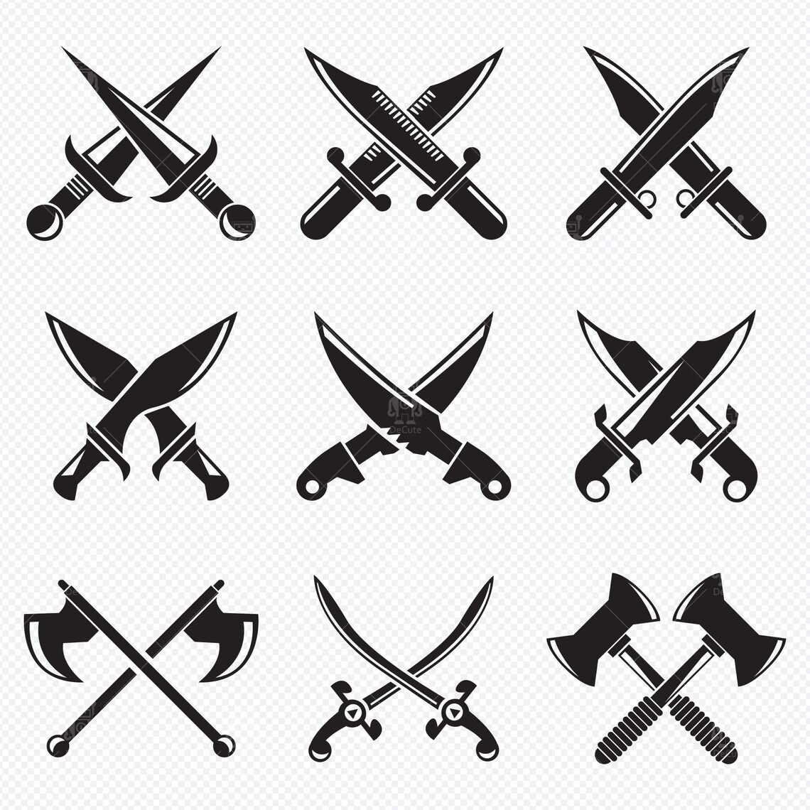 Crossed swords and crossed axes ancient swords svg daggers | Etsy