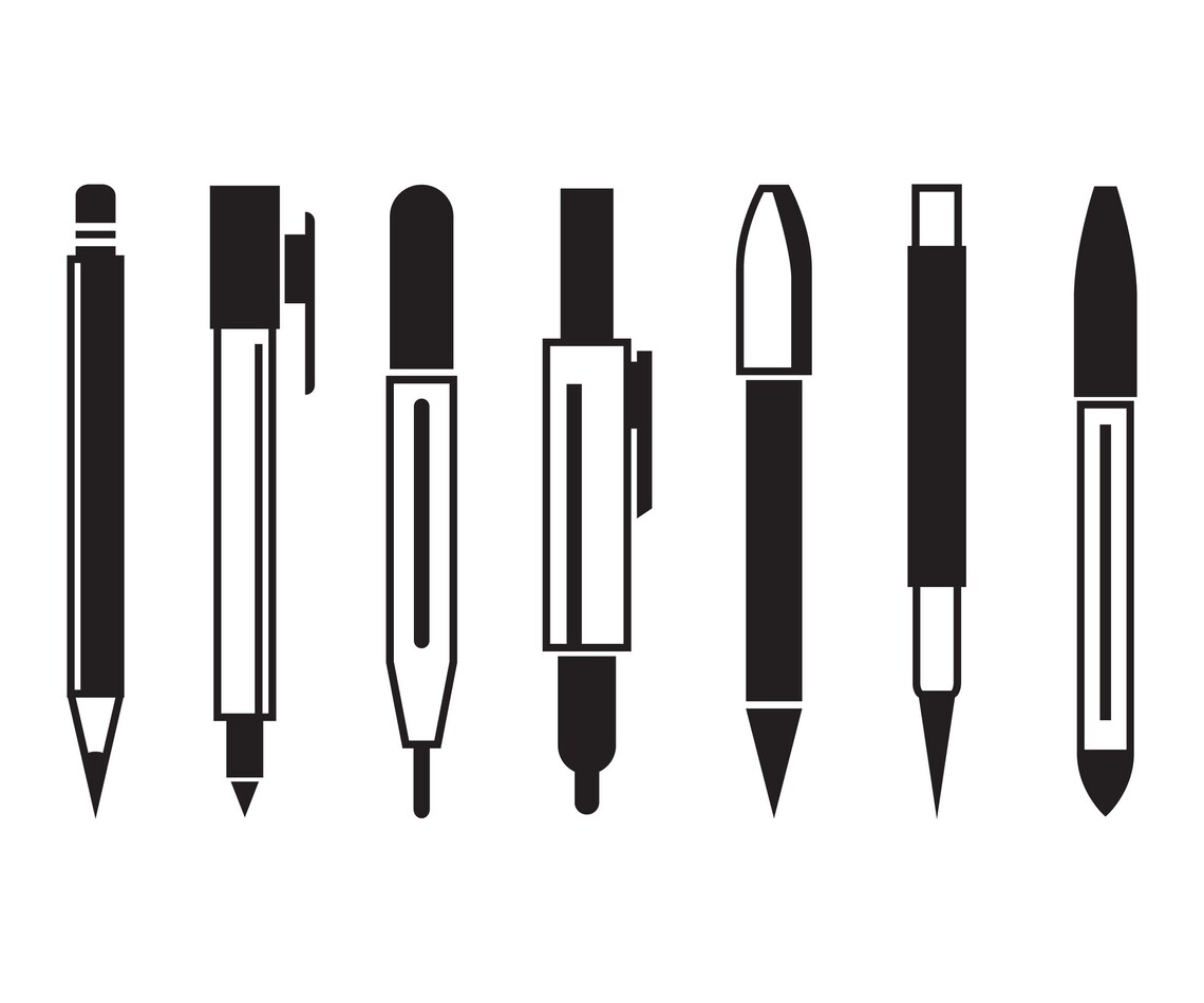 Pen, Pencil, Writing Tool Clip Arts Set Vector Digital File Svg, Eps ...