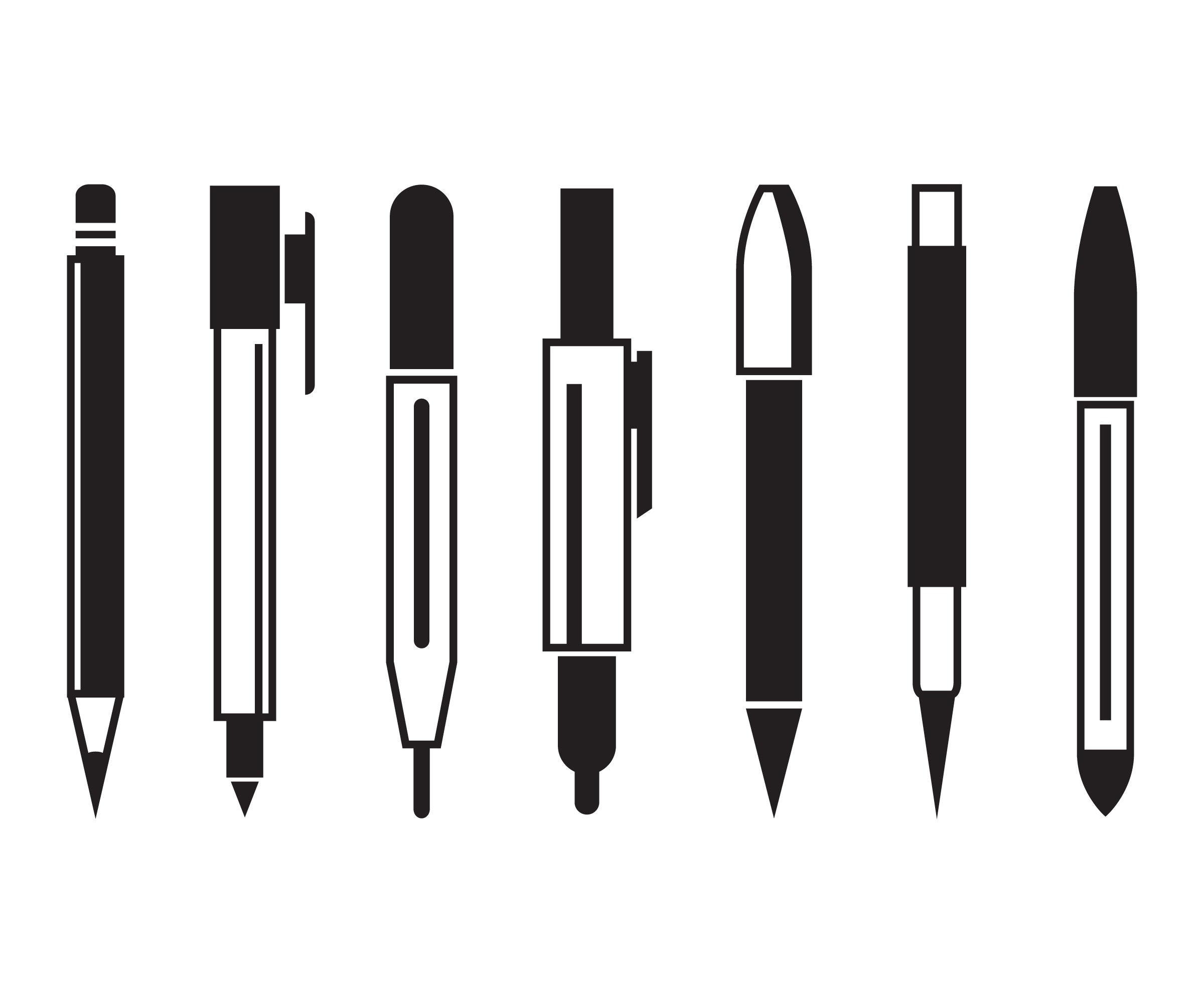 Pen, Pencil, Writing Tool Clip Arts Set Vector Digital File Svg, Eps ...