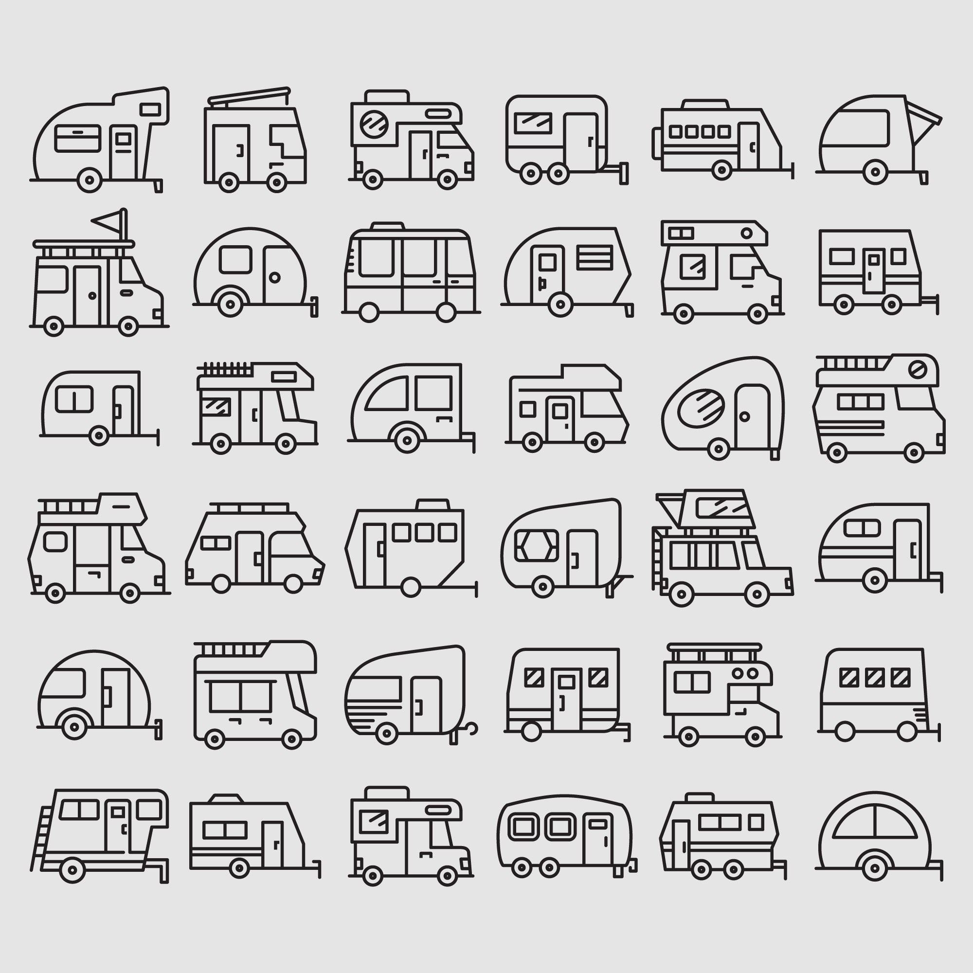 Motorhome Svg, RV Car Icons, RV Svg, Camping Car, Recreational Vehicle ...