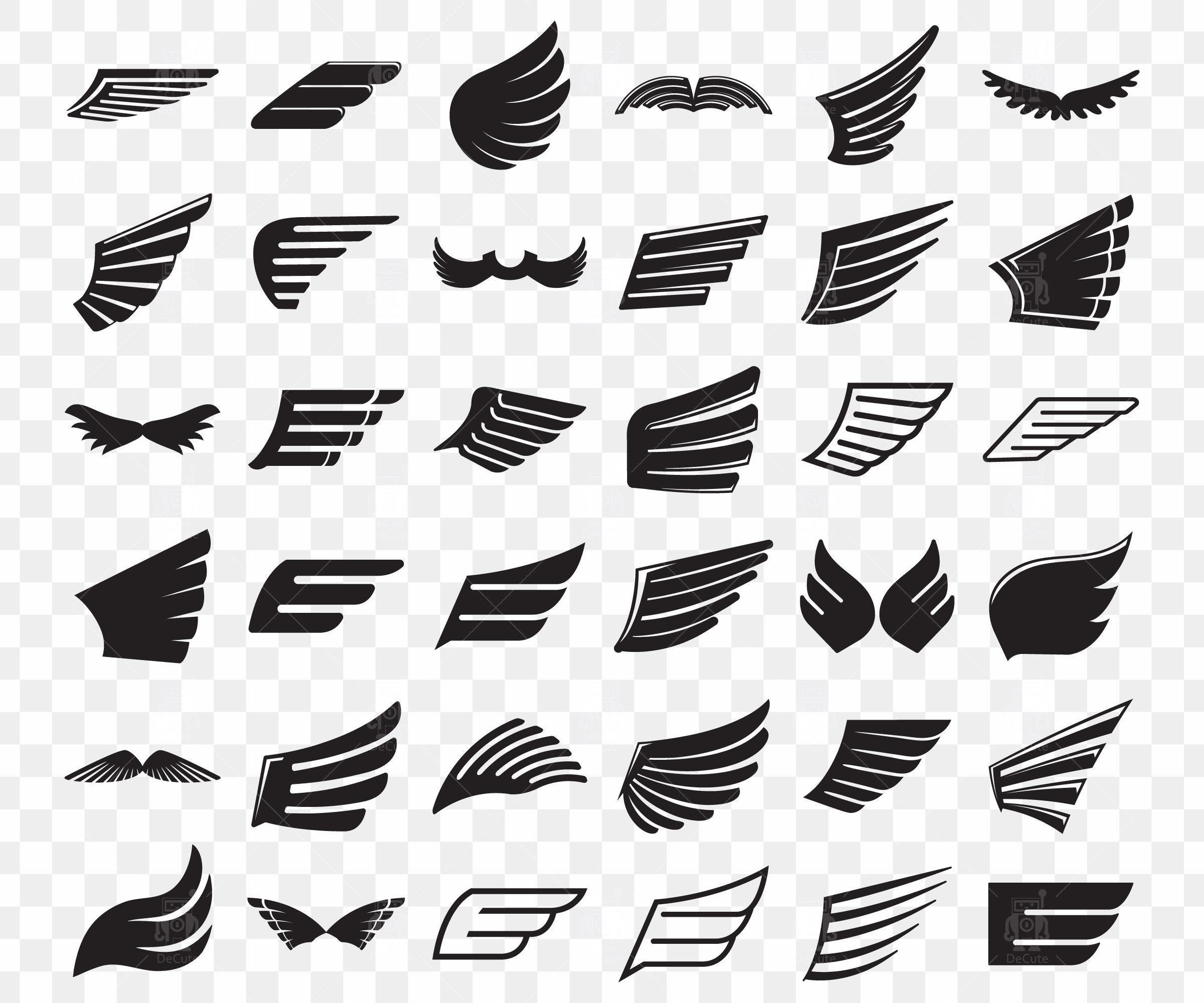 Wing Badge Svg, Wing Emblem, Angel or Bird Heraldic, Vintage Army ...