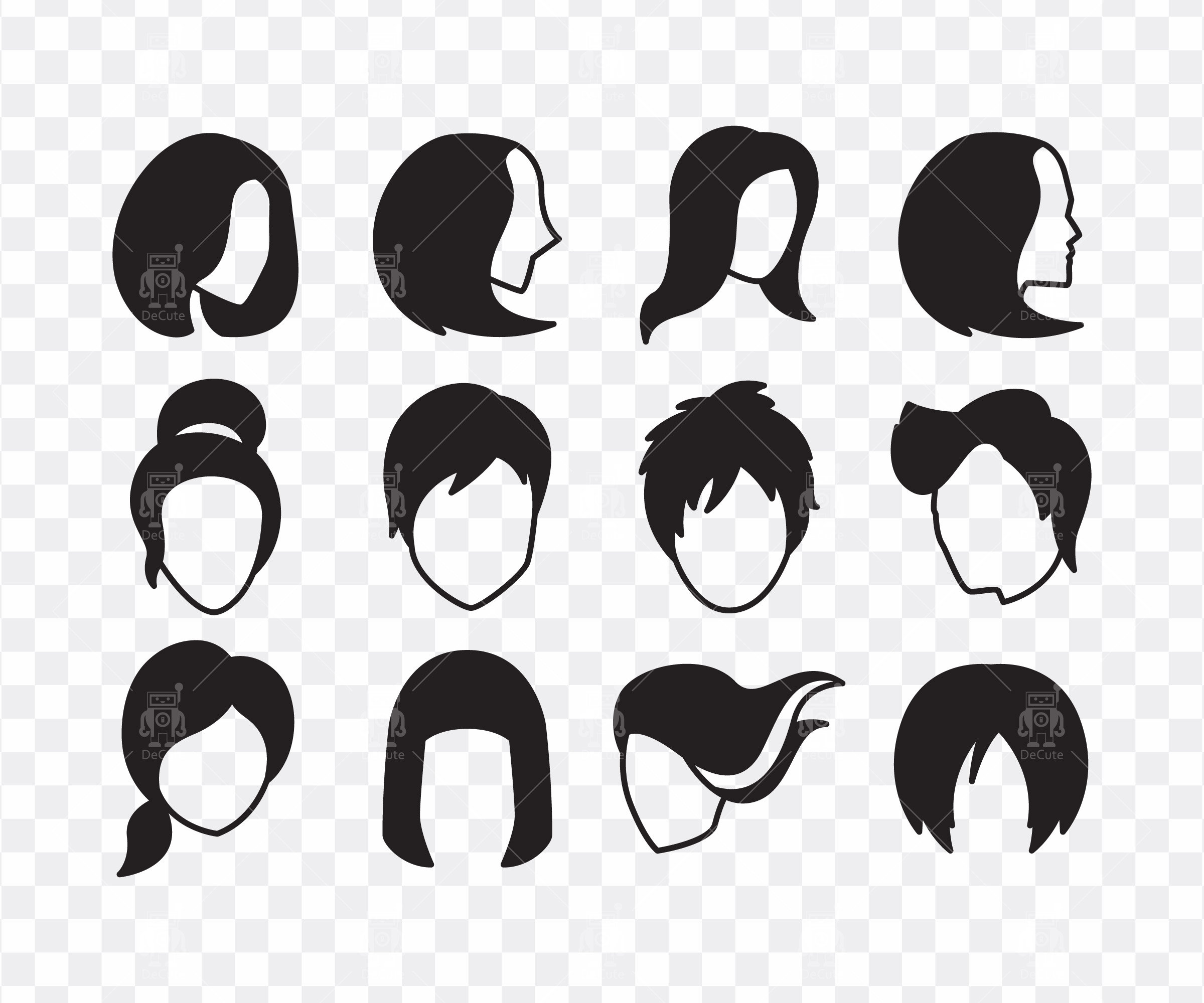 Woman Hairstyle SVG, Beautiful Woman Hair Stylist Clipart, Female Hair ...