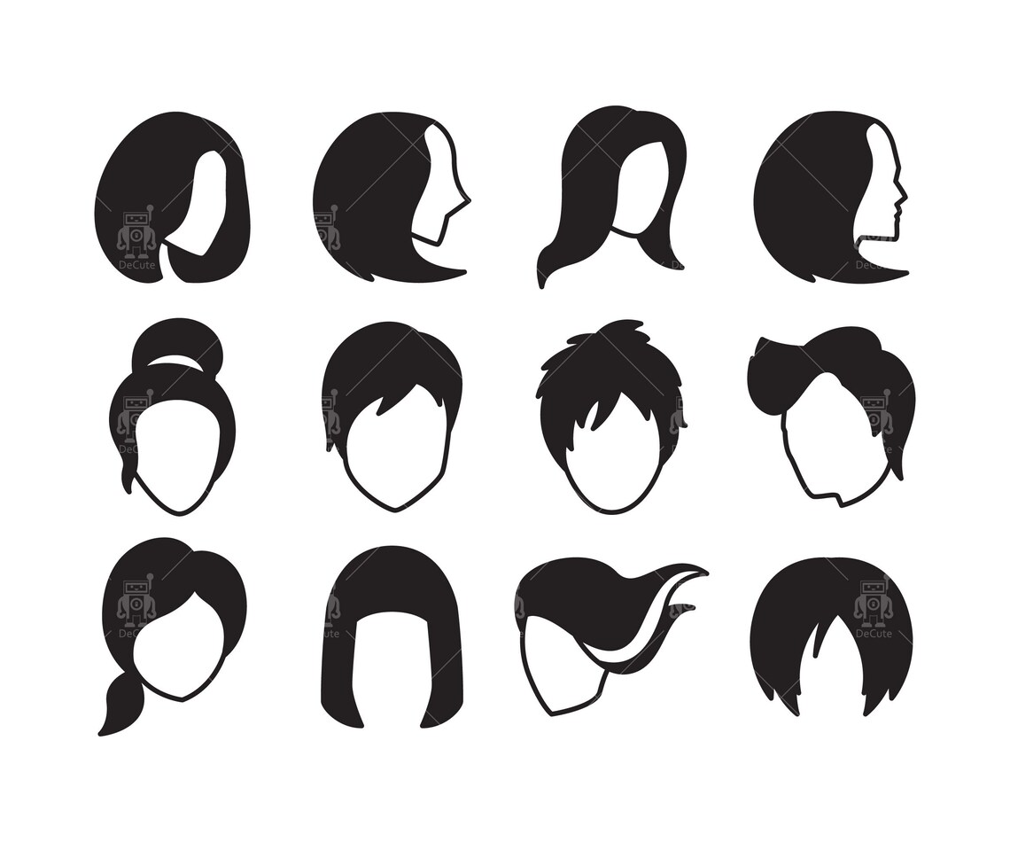 Woman Hairstyle SVG, Beautiful Woman Hair Stylist Clipart, Female Hair ...