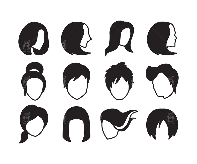 Woman Hairstyle SVG, Beautiful Woman Hair Stylist Clipart, Female Hair ...