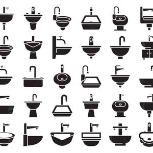 Basin Sink and Washbowl Icon Clip Arts Digital Download Vector Files ...