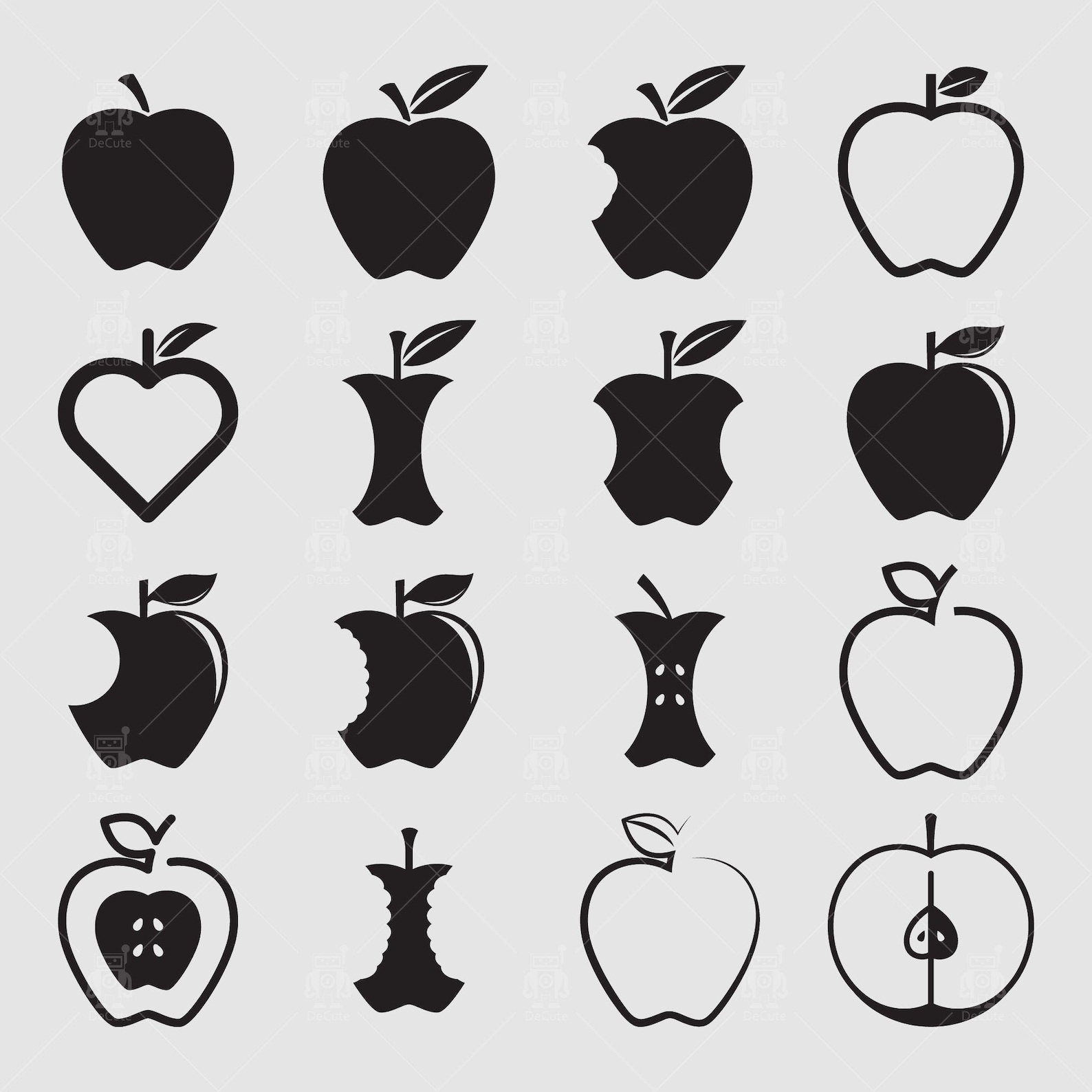Apple svg, silueta de manzana mordida, iconos de manzana, fruta de ...