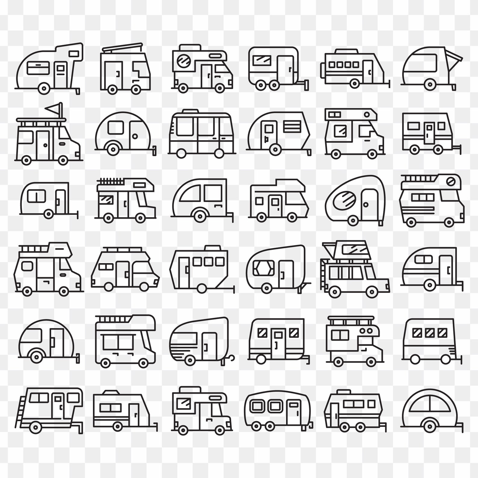 Motorhome Svg, RV Car Icons, RV Svg, Camping Car, Recreational Vehicle ...