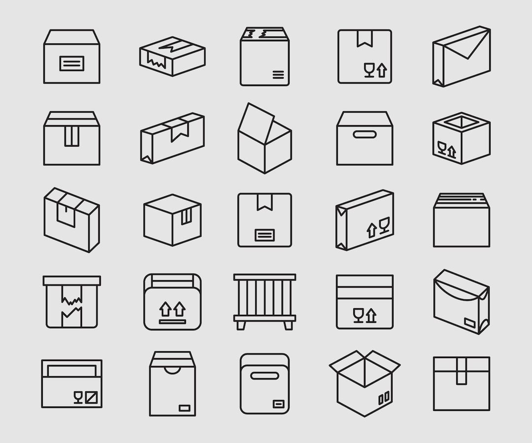 Box Icons Svg, Carton Box Icons, Packaging Design Box, Crate Icons ...