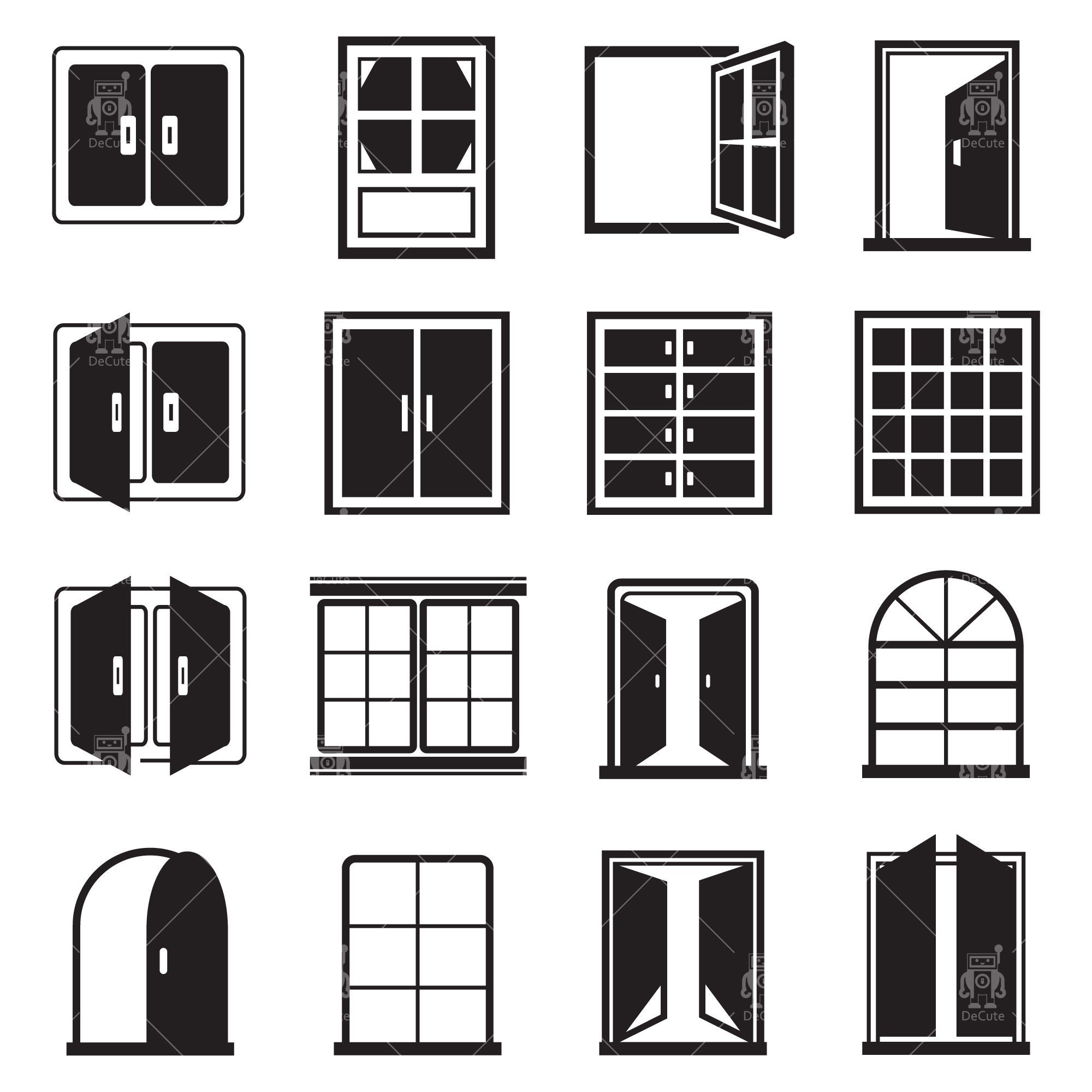 Window Pattern Frame and Door Clip Arts Vector Digital File Svg, Eps ...