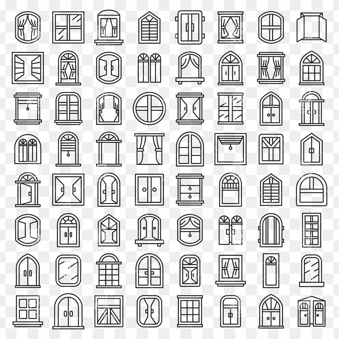 Fenster svg, Fensterstrich Icons, Fenstersymbol, Tür und Vorhang Clip ...