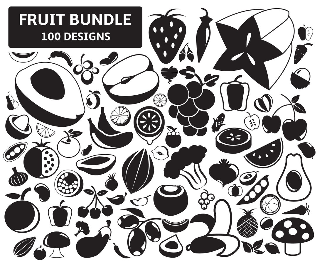 Fruit and Vegetable Bundle Clip Arts Set Vector Digital File Svg, Eps ...