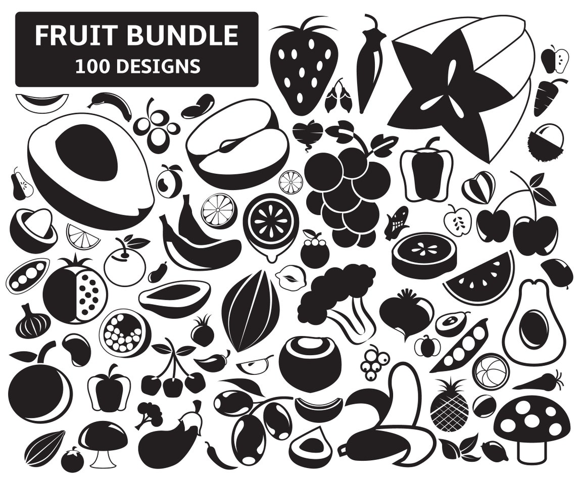 Fruit and Vegetable Bundle Clip Arts Set Vector Digital File Svg, Eps ...
