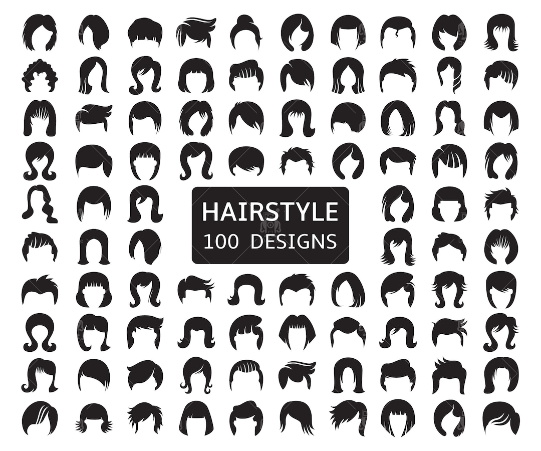 Hairstyle Design Svg, Wig Svg, Haircut Design, Silhouette Men Hair and ...