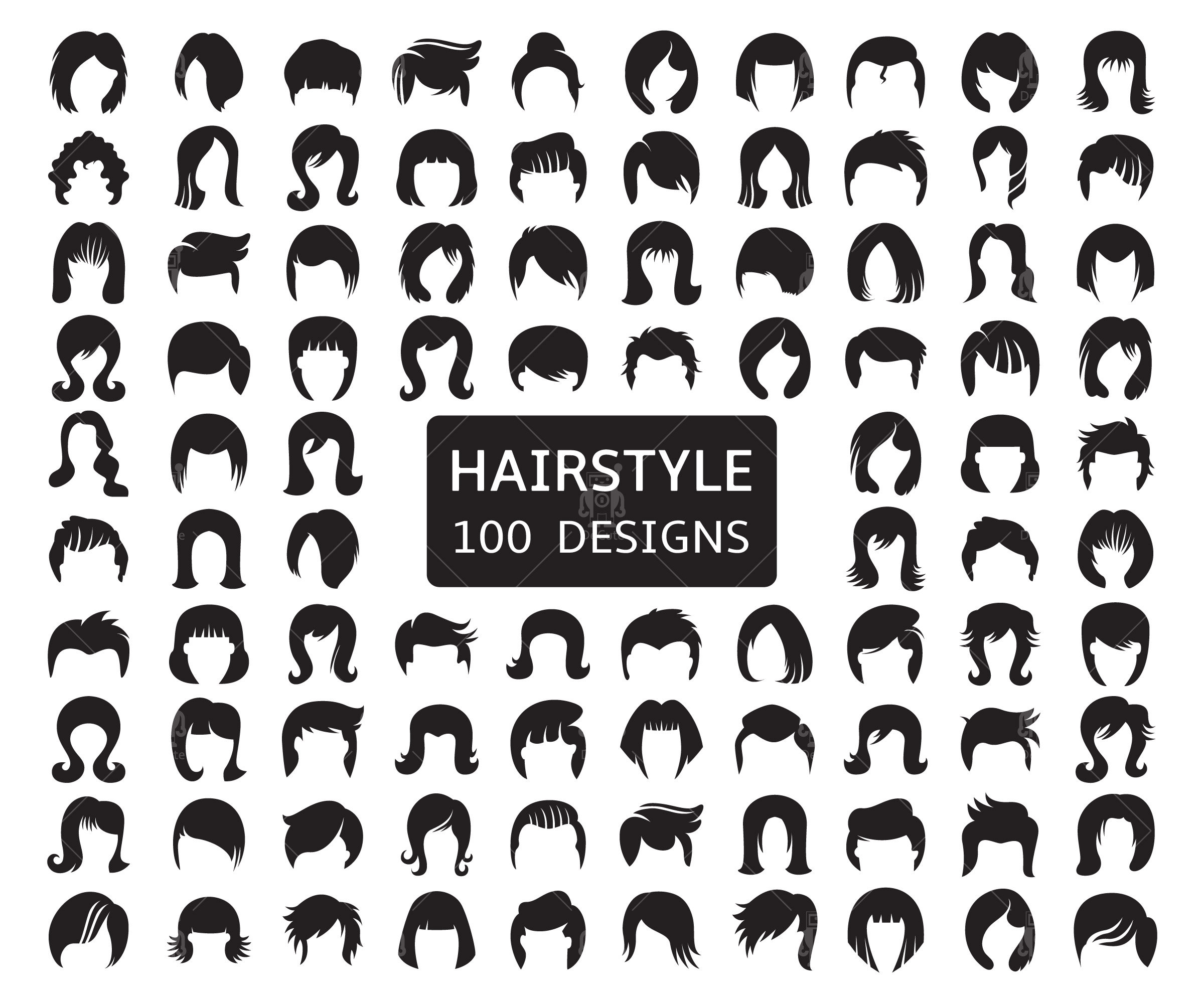 Hairstyle Design Svg, Wig Svg, Haircut Design, Silhouette Men Hair and ...
