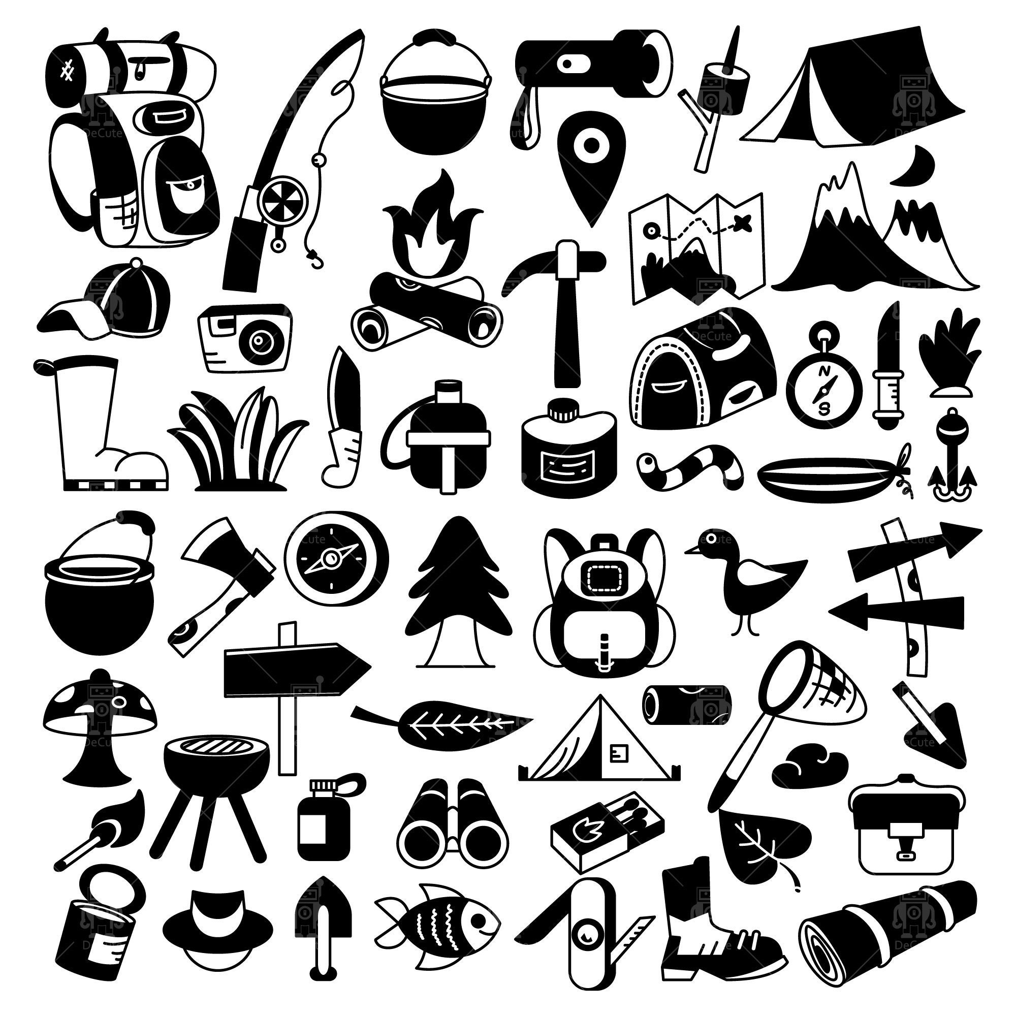 Camping Hiking Equipment, Camping Svg, Camping Tool, Backpack, Campfire ...