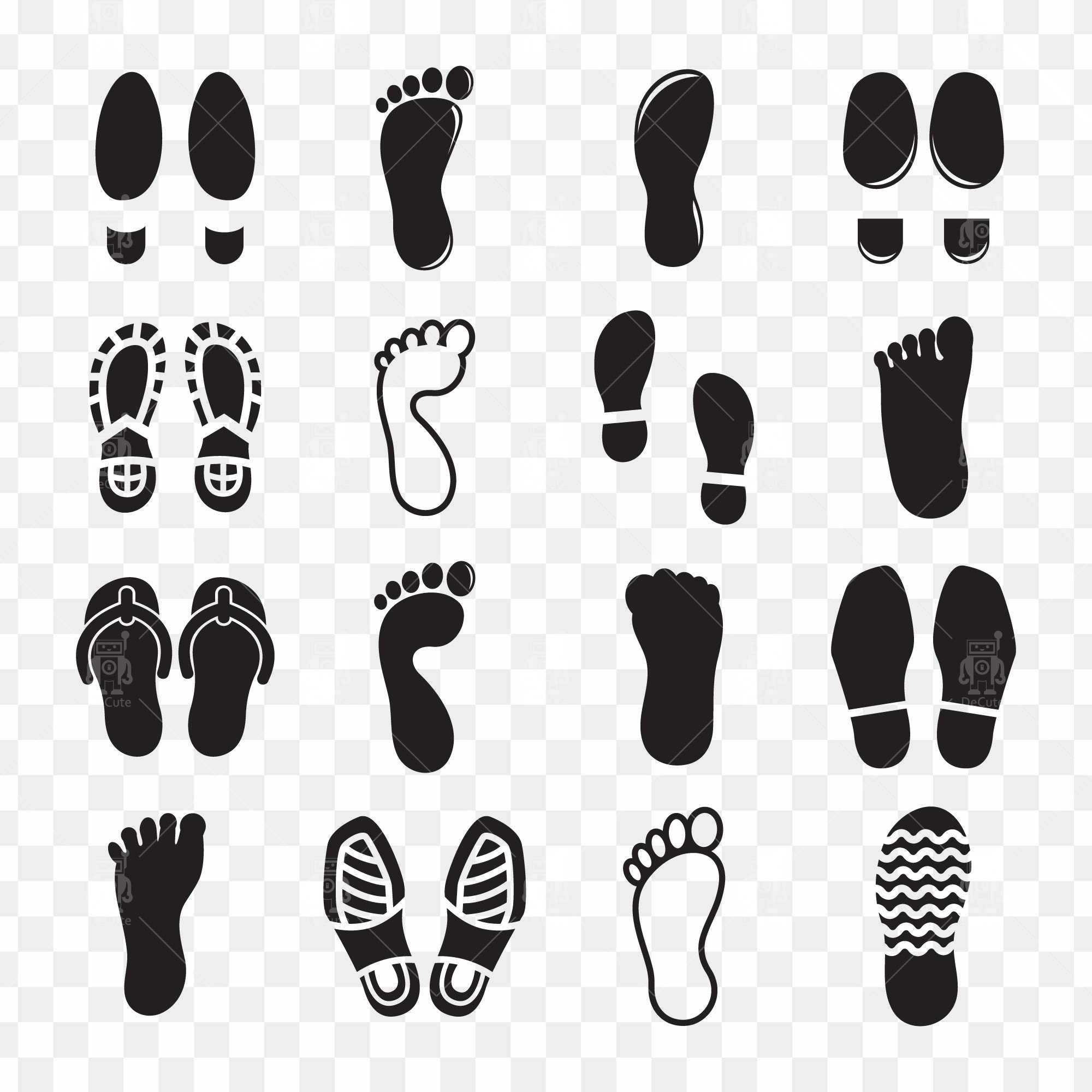 Foot Step Svg, Footprints Svg, Shoeprint Icons, Barefoot Svg, Human ...