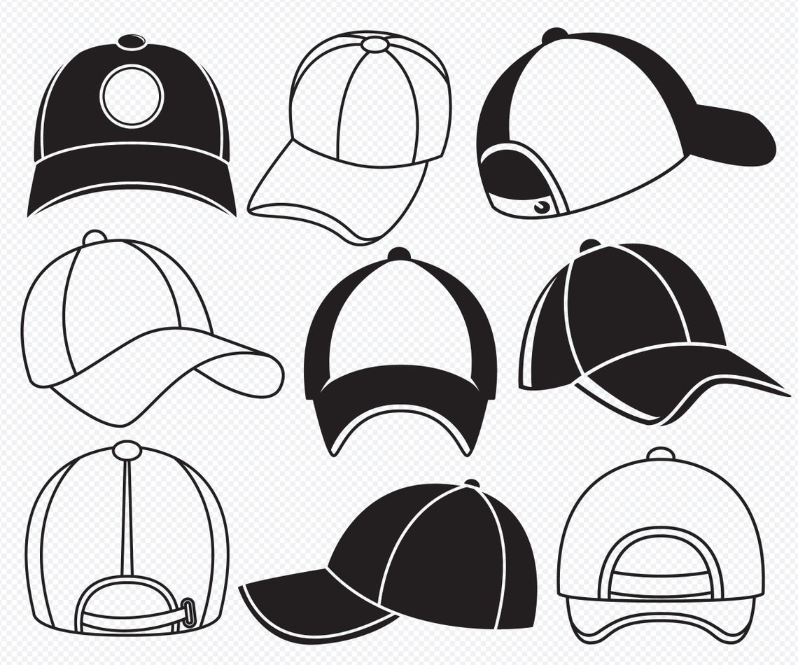 Baseball Caps, Baseball Cap Svg, Cap Icons, Cap Silhouette Front, Back ...