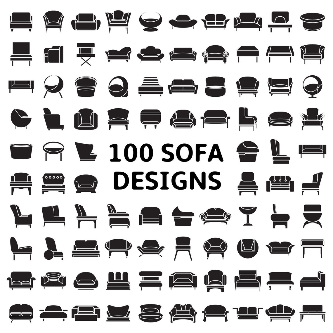 Sofa, Chair, Armchair and Bench Furniture Decoration Clip Arts Set ...